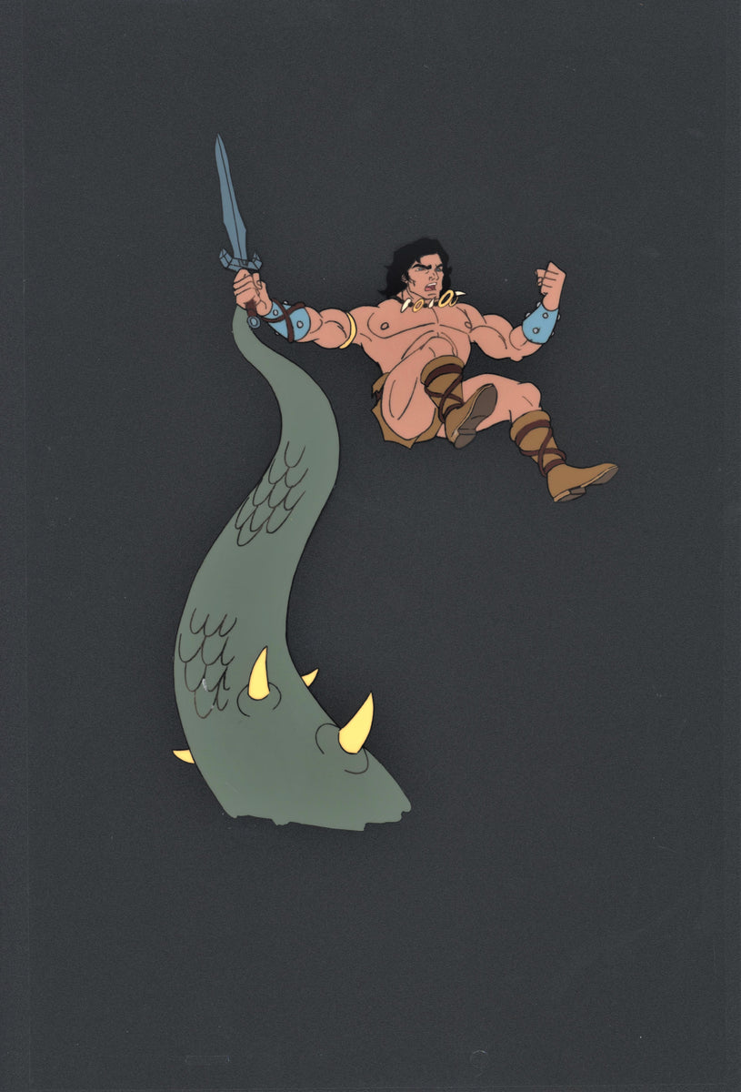Conan Fighting Giant Snakes (Large Format Cel) – Conan Animation